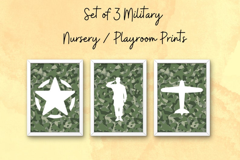 Boys' Nursery Room Wall Art -military Army Soldier, Star and Plane ...