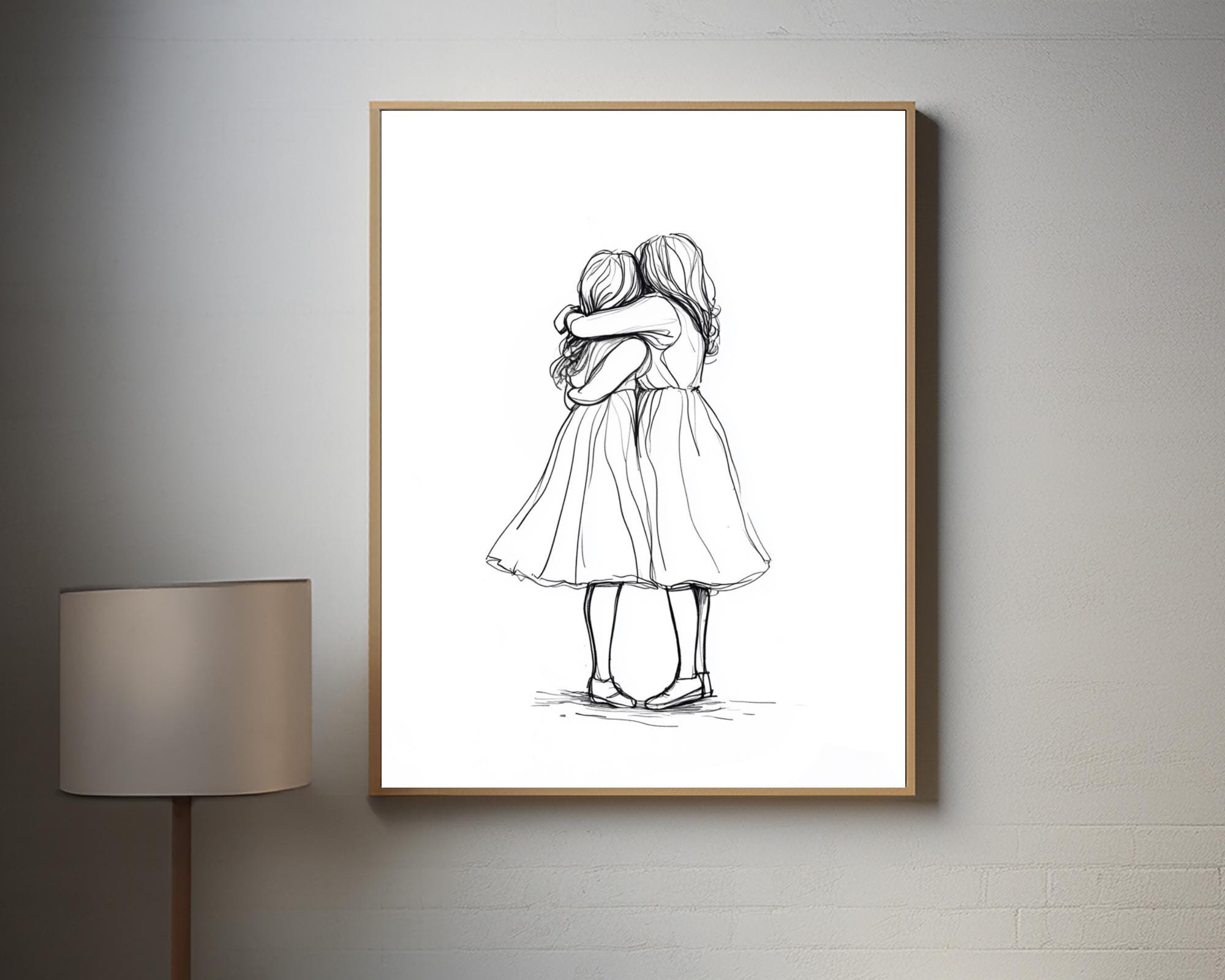 Sisterly Love - Together Again - Sisters Sketch Drawing, Best Friends ...