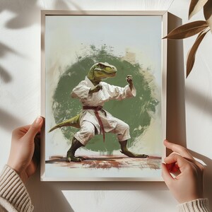 Karate Wall Art T-rex Dinosaur Wall Decor Martial Arts Print Dinosaur ...