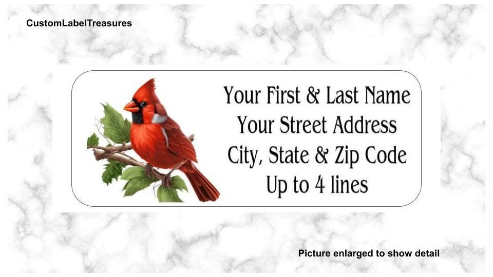 Set of 150 Beautiful Red Cardinal Bird Return Mailing Address Labels ...