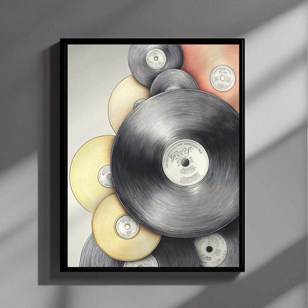 Retro Vinyl Records Wall Art Printable, Vintage LP Record Print, Music ...