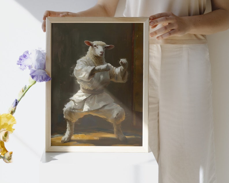 Sheep in Gi Karate Wall Art Wall Decor Martial Arts Print Rabbit Poster ...