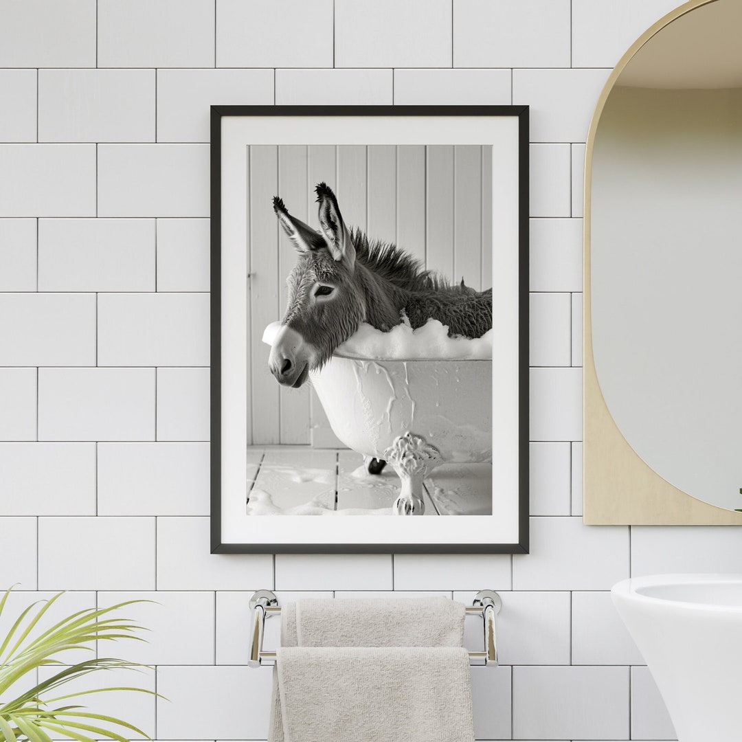 Donkey in Tub Printable Wall Art | Donkey Taking a Bath in Tub Photo ...