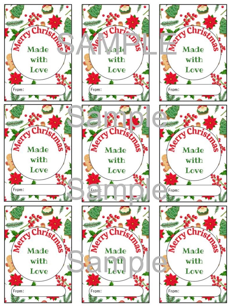 Printable Christmas Gift Tags Made With Love Baked With - Etsy Australia