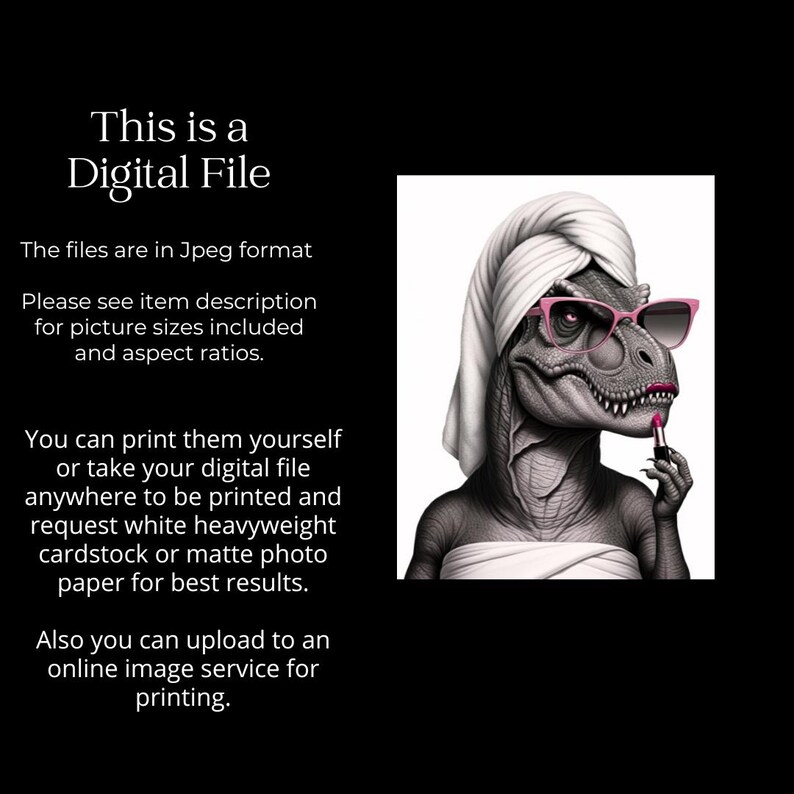 T-rex Dinosaur Wall Art, Bathroom Print: Dino Makeup, Powder Room Décor ...