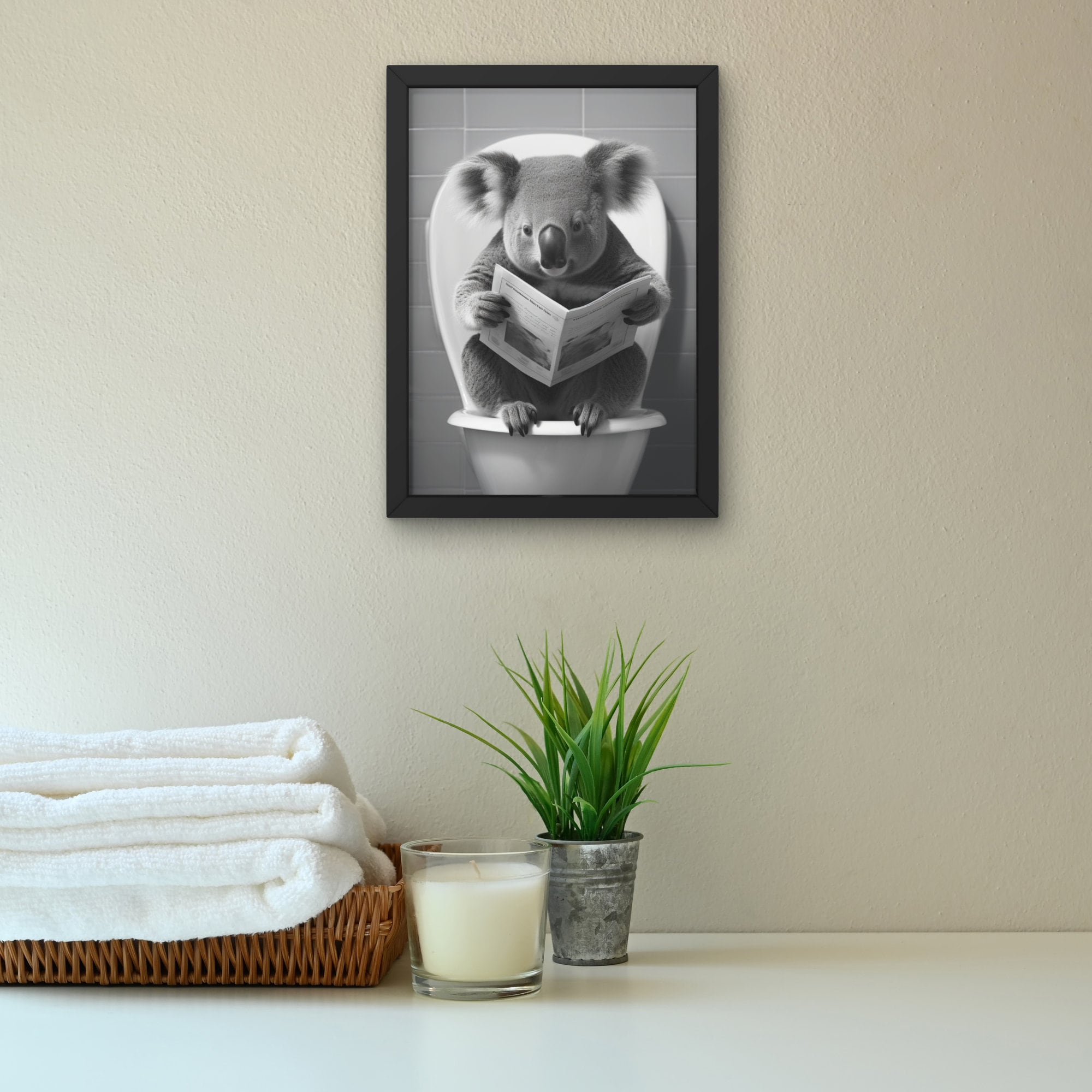 Koala Bear on Toilet Printable Wall Art Koala Reading Paper Koala in ...