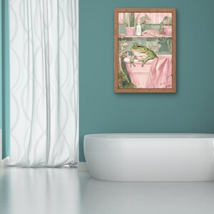 Frog in Bathtub Printable Wall Art | Frog Taking a Bath in Tub | Toad ...