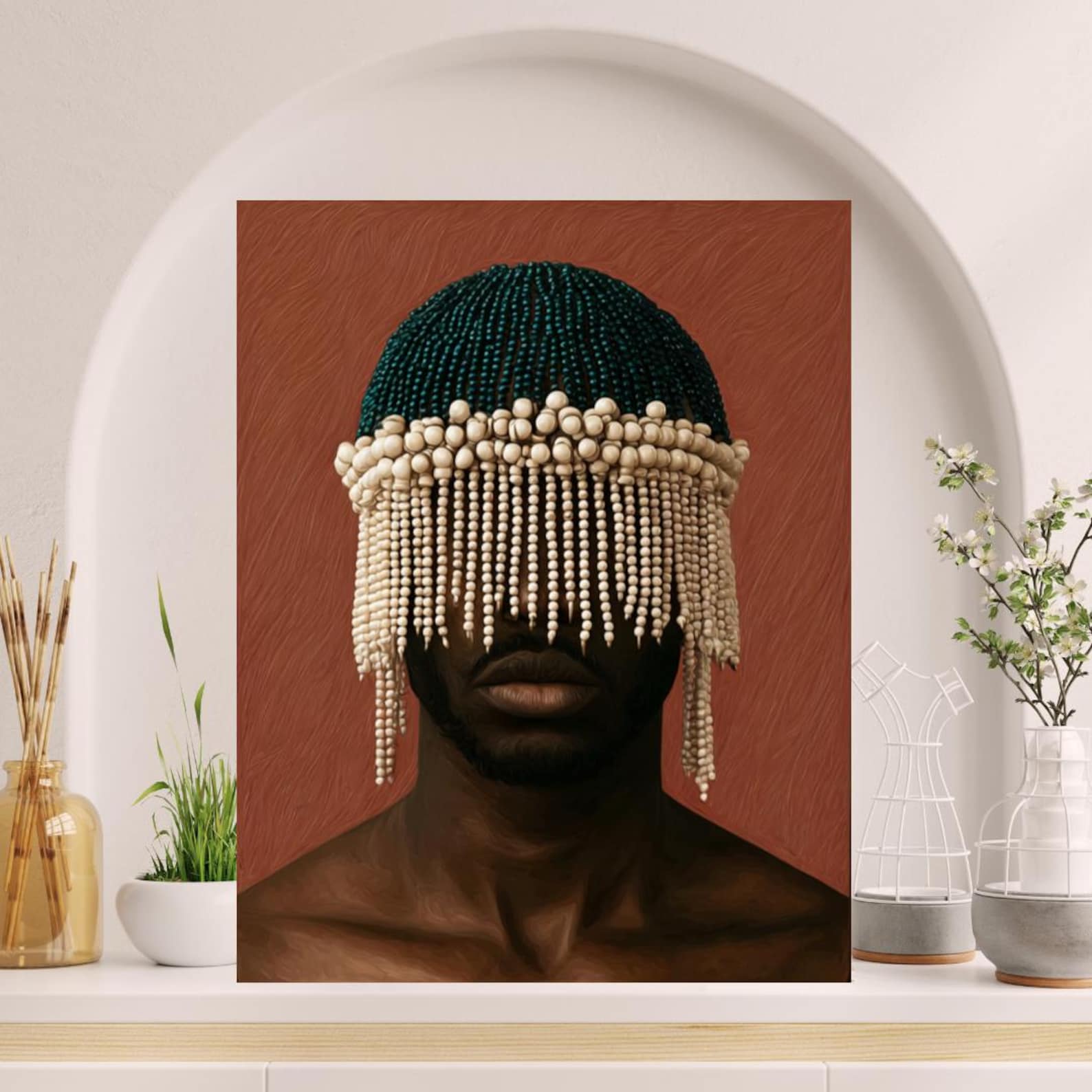 Beaded Headpiece Wall Art, Digital Download, Printable Male Fashion ...