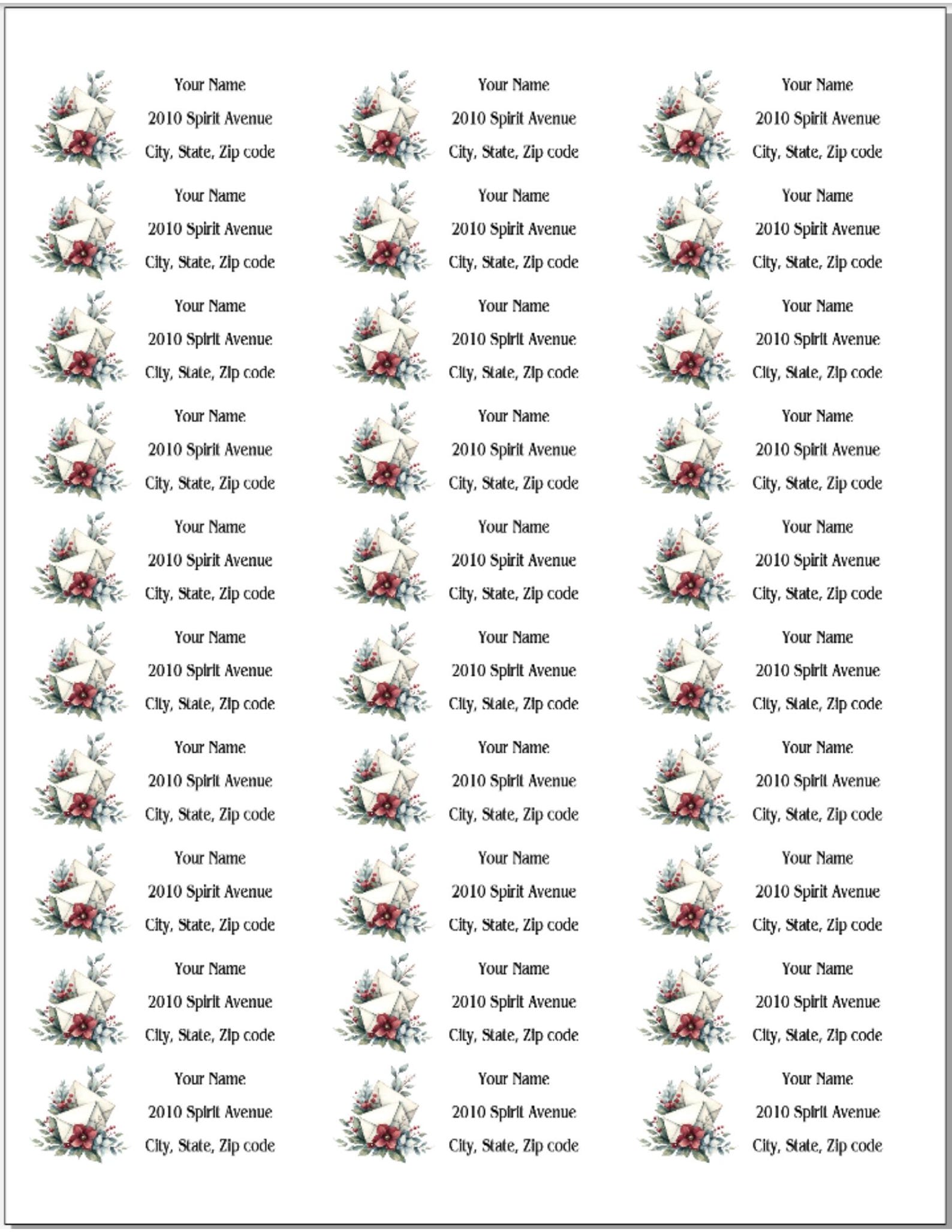 Floral Watercolor, Christmas Letter Address Labels, Return Mailing ...