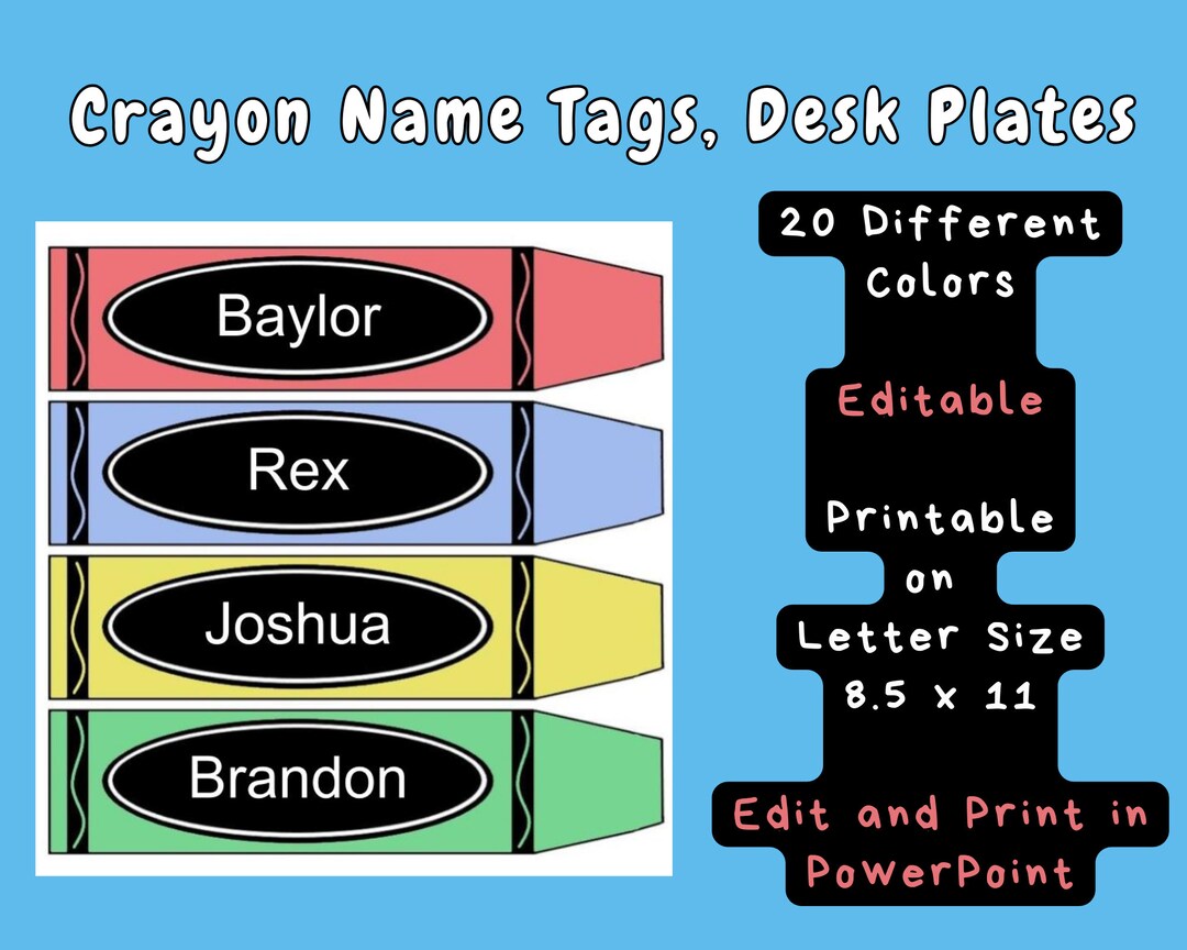 Crayon Name Tags Crayon Desk Plate Student Desk Plates - Etsy