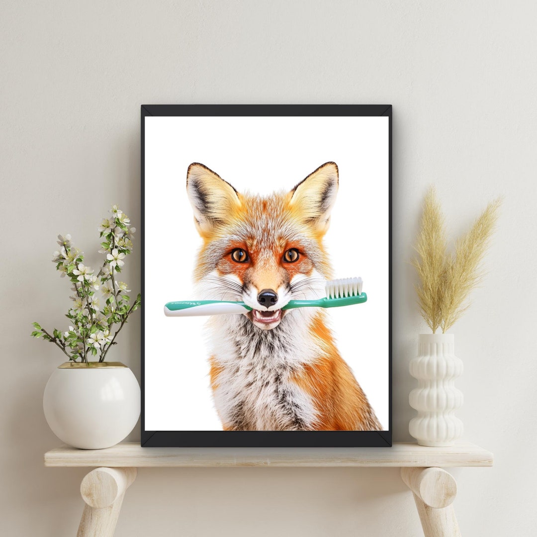 Red Fox Print, Bathroom Wall Art, Fox Bathroom Art Print Kids Bathroom ...