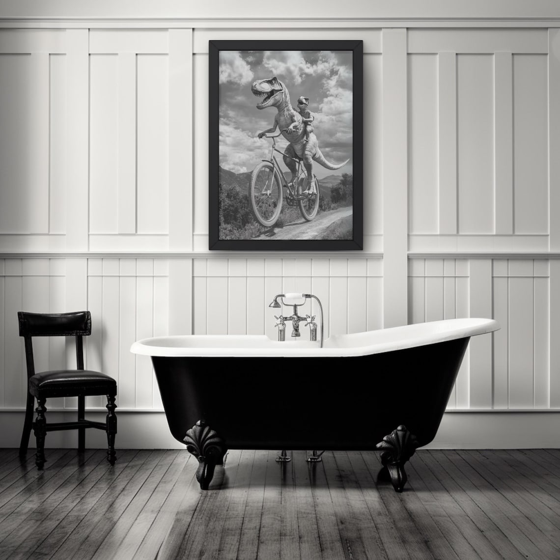 T-rex Dinosaurs Riding Bike Printable Wall Art, Biking Nursery Decor ...