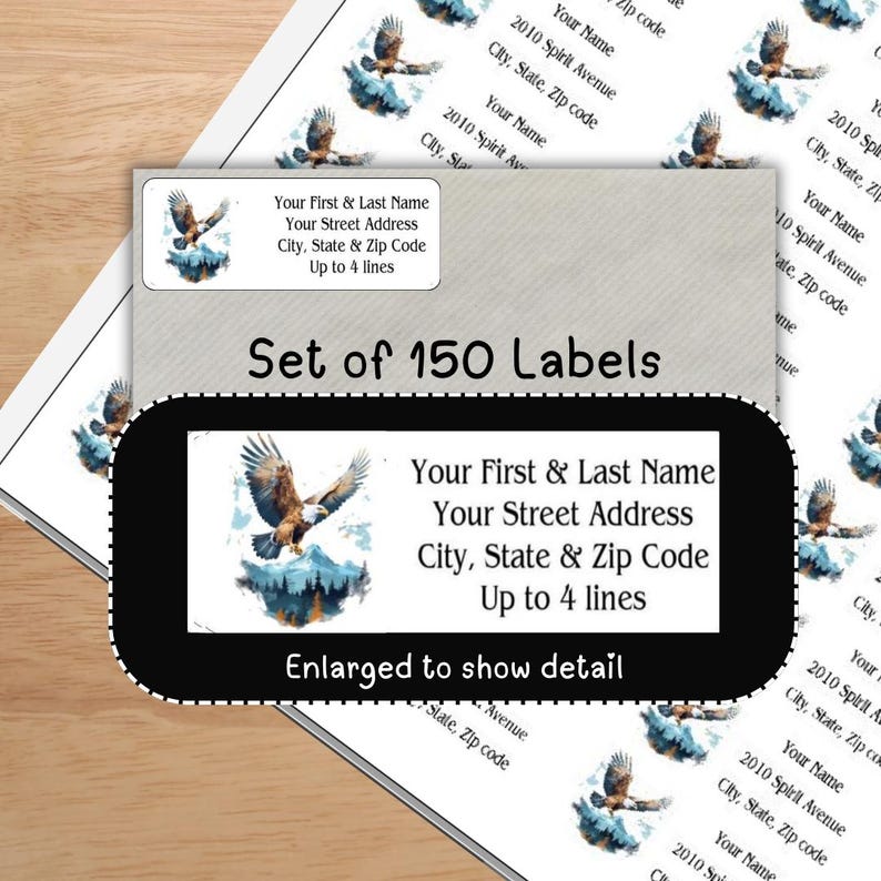 Bald Eagle Address Labels, Mountain Top Flying Wings Return Mailing ...