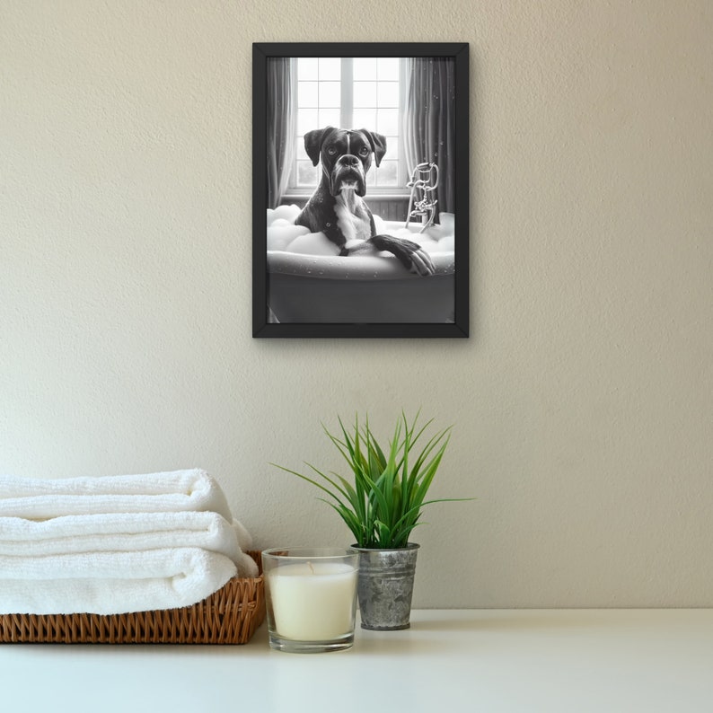 Boxer Dog in Tub Printable Wall Art | Boxer Taking a Bath in Tub Photo ...