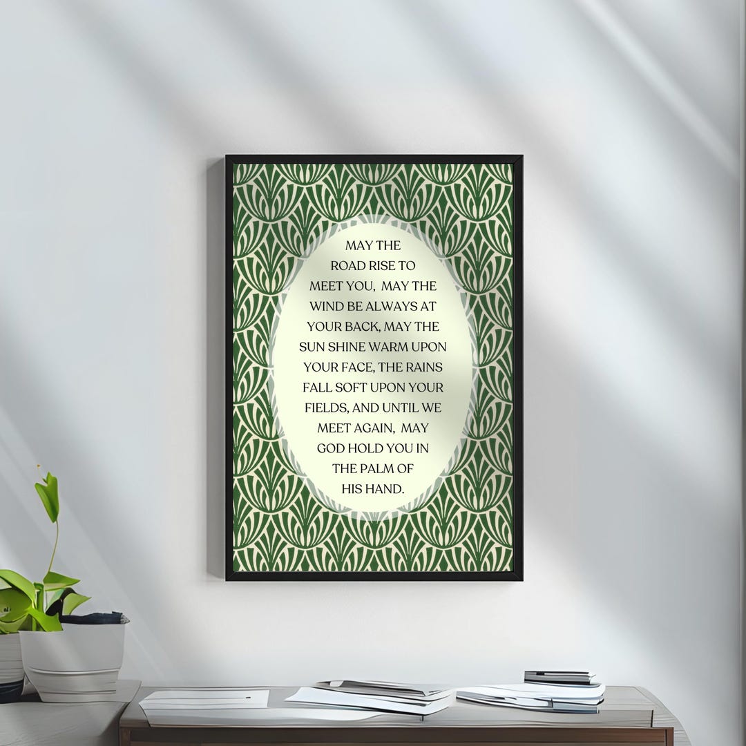 Sage Green Irish Blessing Print, May the Road Rise Poem for New Home ...