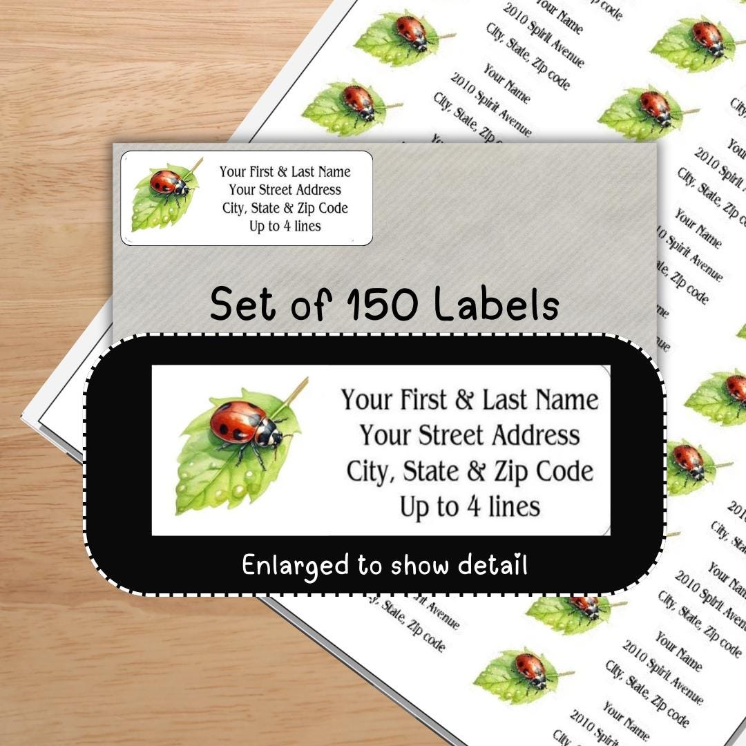 Ladybug Address Labels, Lady Bug Return Mailing Stickers, Housewarming ...