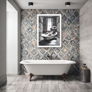 T-rex Dinosaur in Tub Printable Wall Art, Dino Taking a Bath in Tub ...