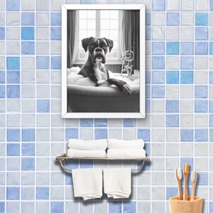 Boxer Dog in Tub Printable Wall Art | Boxer Taking a Bath in Tub Photo ...