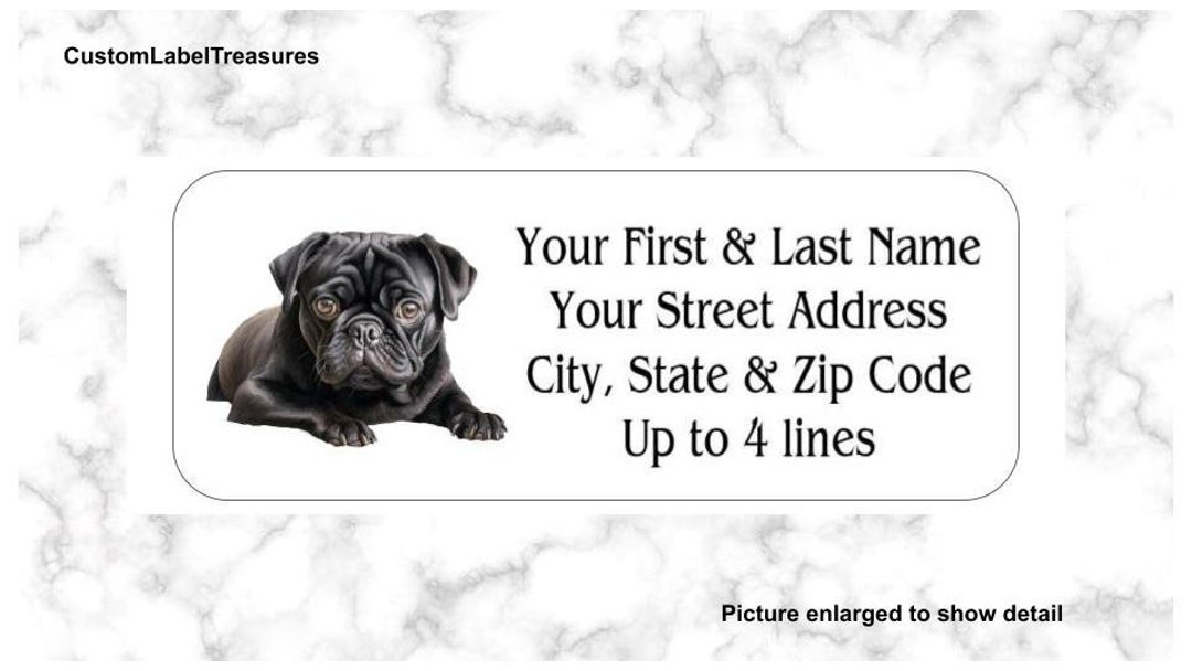Set of 150 Black Pug Dog Puppy Return Mailing Address Labels ...