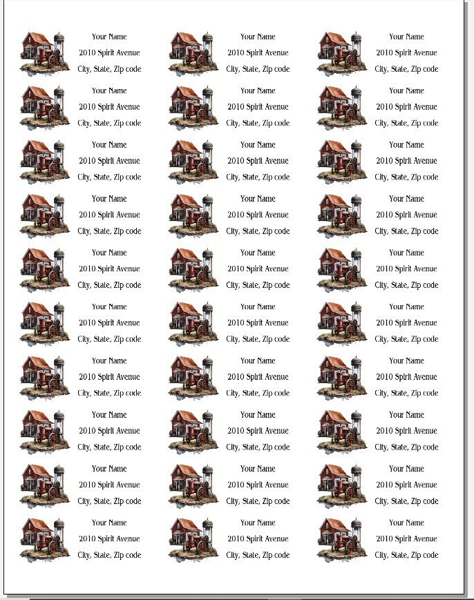 Set of 150 Red Barn Rustic Tractor Return Mailing Address Labels ...