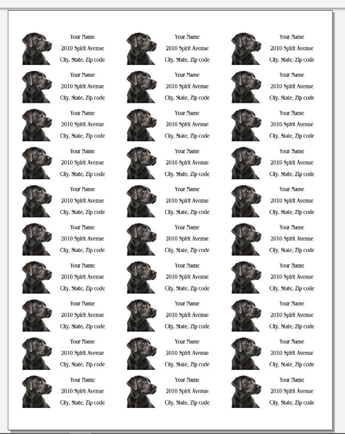 Set of 150 Black Lab Dog Labrador Return Mailing Address Labels ...