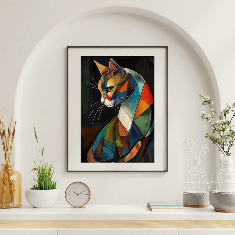 Cat Picasso Style Abstract Art Cat Wall Art Inspired by Picasso Wall ...
