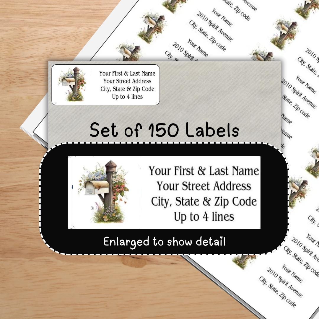 Floral Mailbox Address Labels, Return Mailing Stickers With Flowers ...