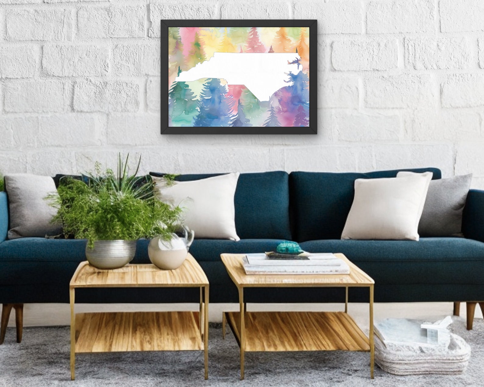 North Carolina State Wall Art Print - Trees NC State Map Silhouette ...
