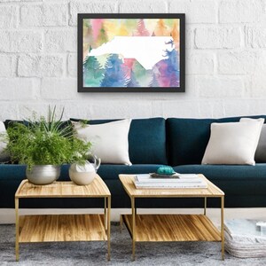 North Carolina State Wall Art Print - Trees NC State Map Silhouette ...