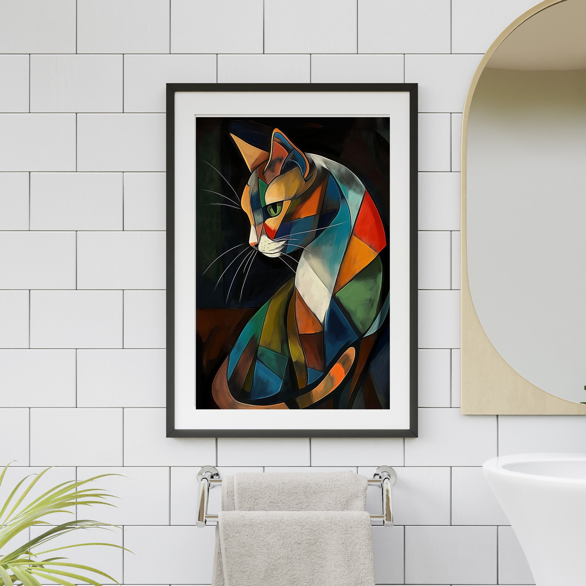 Cat Picasso Style Abstract Art Cat Wall Art Inspired by Picasso Wall ...