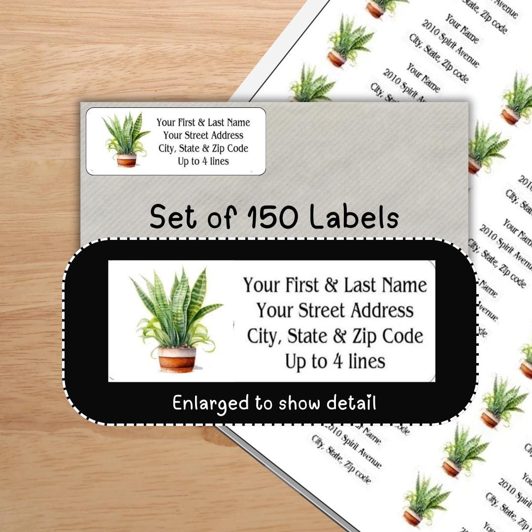 Snake Plant Address Labels: Personalized Return Mailing Stickers - Etsy