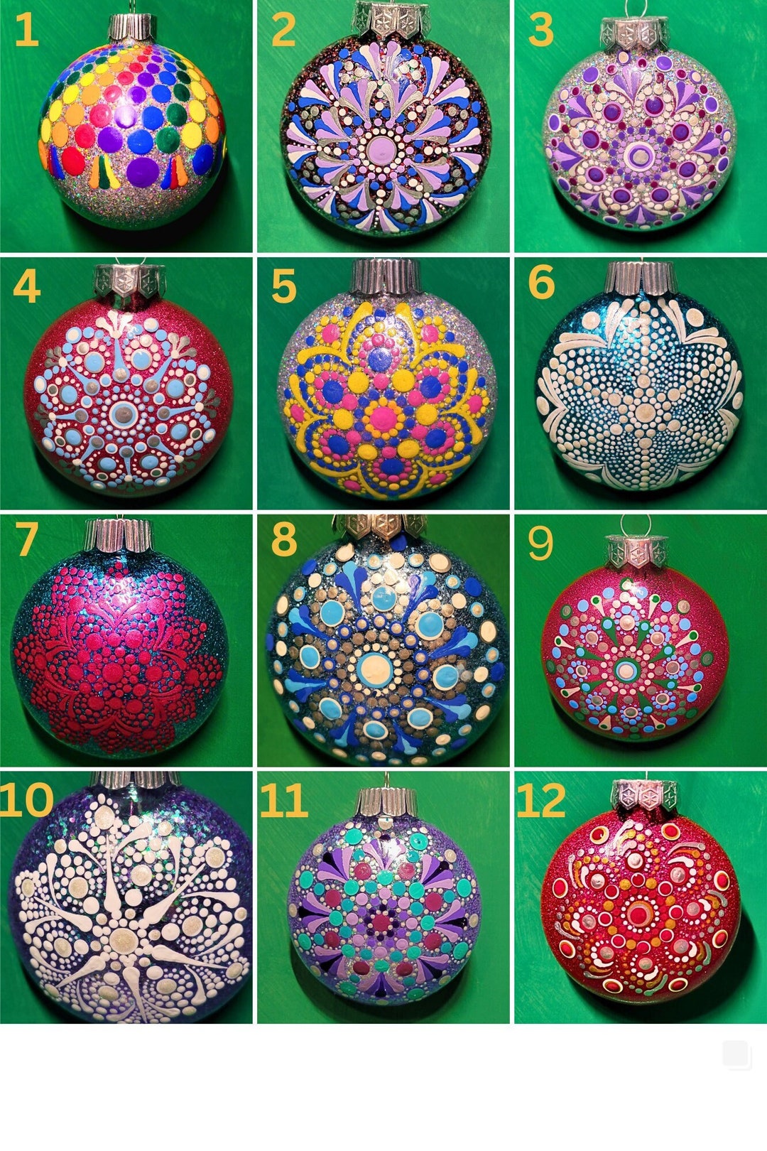 3 Hand Painted Dot Art Christmas Ornaments - Etsy