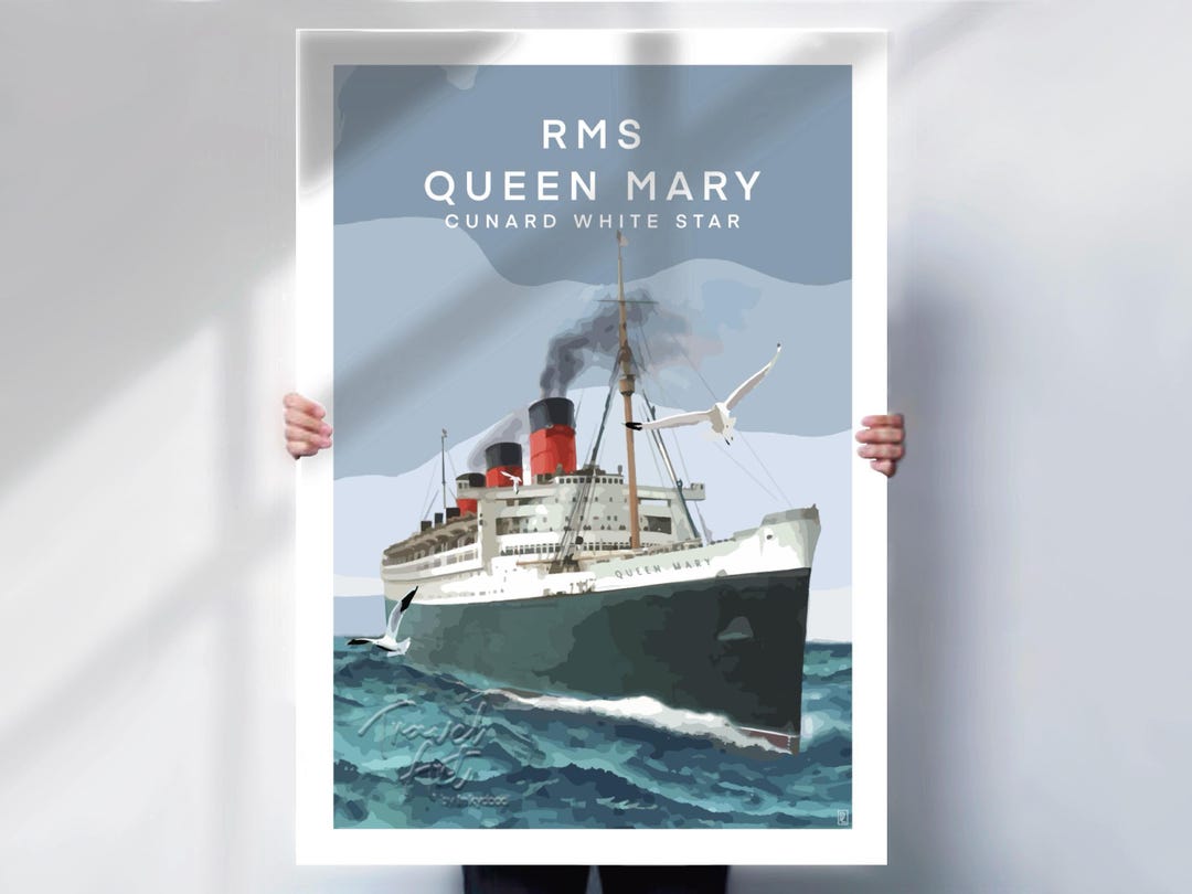 RMS Queen Mary Poster, White Star Ocean Liner Wall Art - Etsy