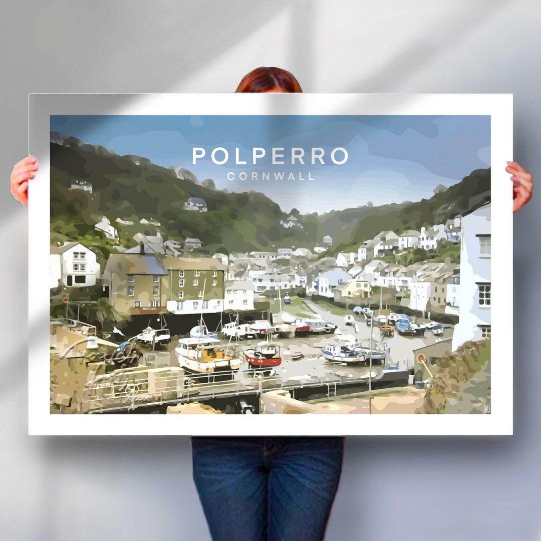 Polperro Travel Print , Cornwall Travel Poster , Cornwall Travel Print ...