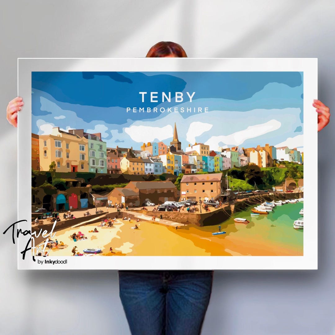 Tenby Wales Travel Poster: Pembrokeshire Coastal Art Print - Etsy