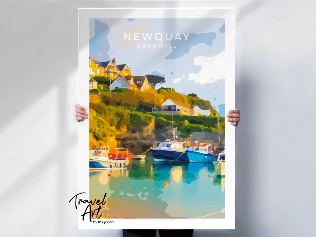 Cornwall Travel Poster , Newquay Print , Cornwall Print , Newquay ...