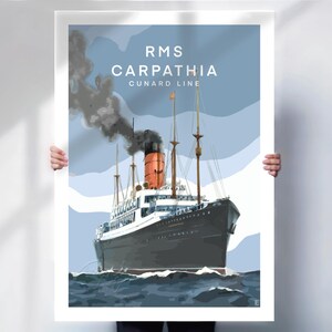 RMS Carpathia Print , Nautical Art Print , Retro Ship Poster , Ocean ...