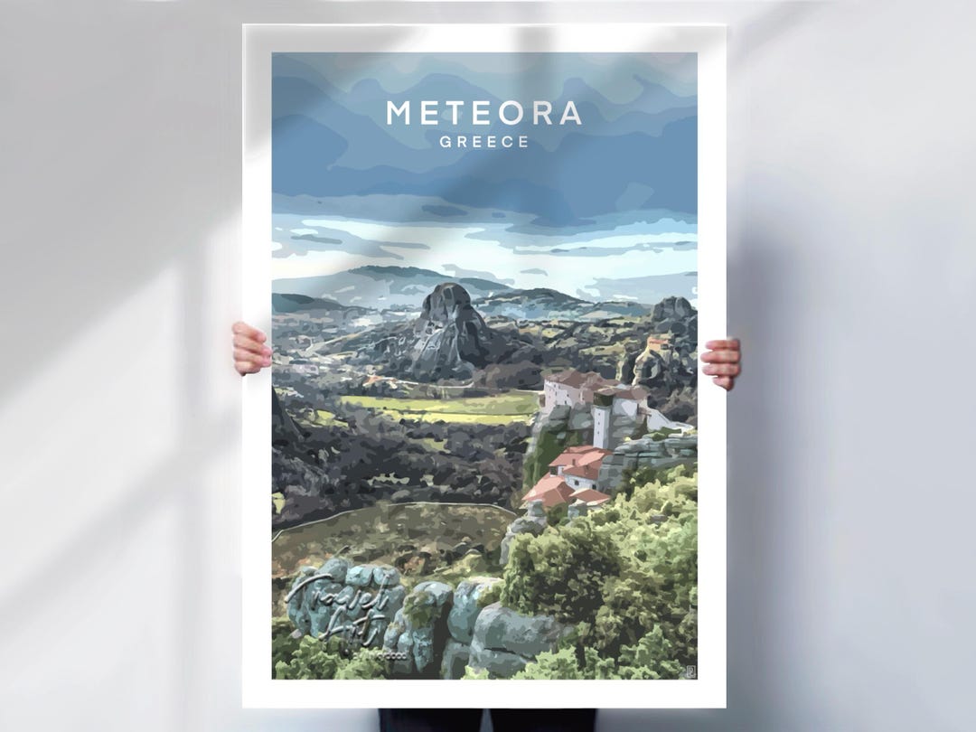 Greece Art Print , Meteora , Greek Art Poster , Greek Travel Print ...