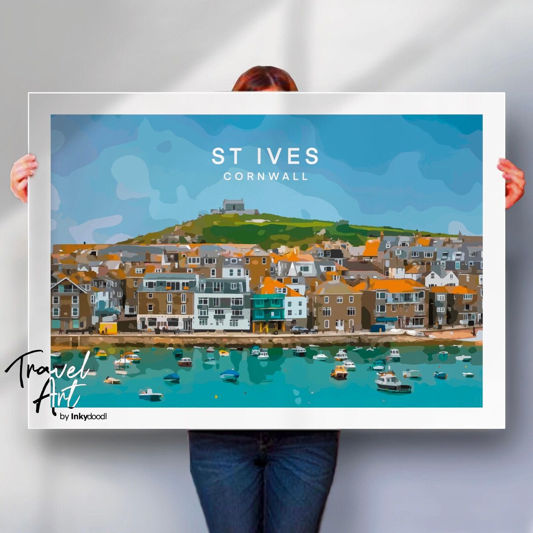 St Ives Print , Cornwall Poster , Cornwall Travel Poster , St Ives Wall ...