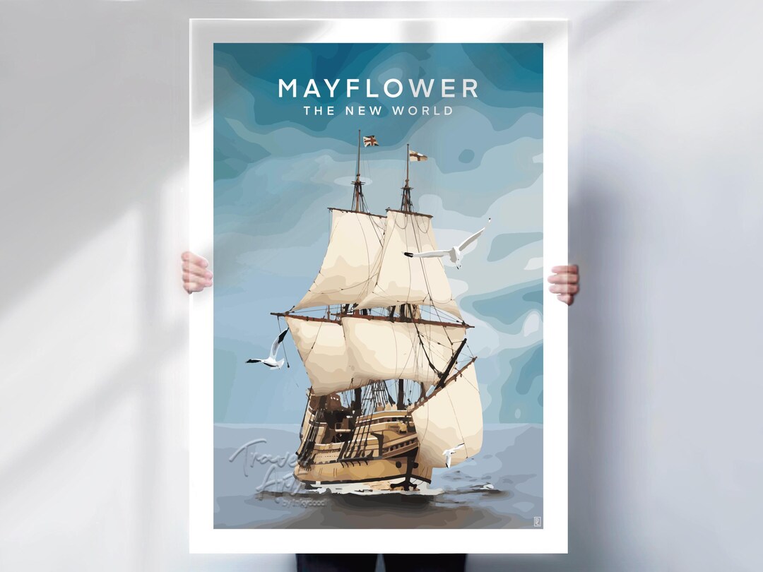 Mayflower Ship, Travel Print or Canvas, Plymouth England Colonial ...