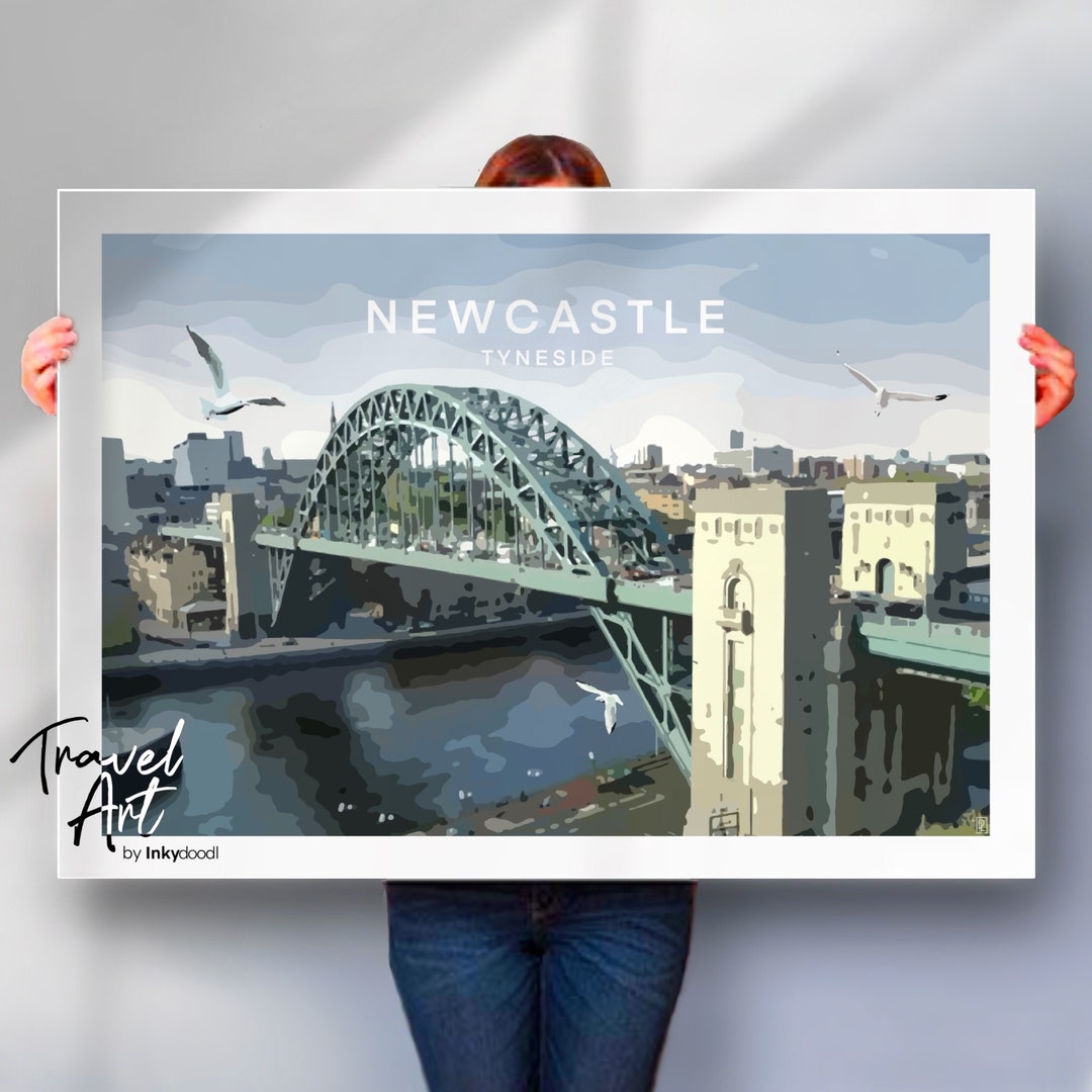 Newcastle Travel Print , Tyne Bridge Wall Art , River Tyne Print ...