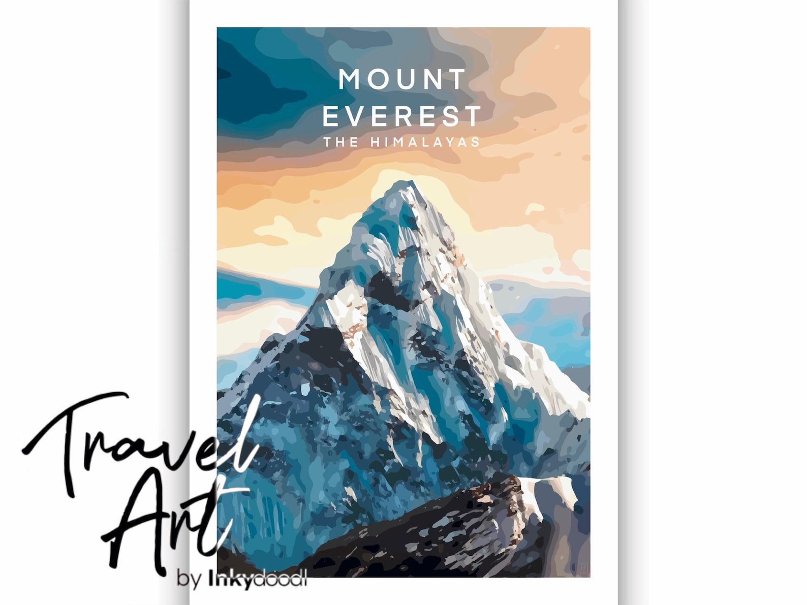 Mount Everest Print - Himalayas Travel Poster for Mountain Climbing ...