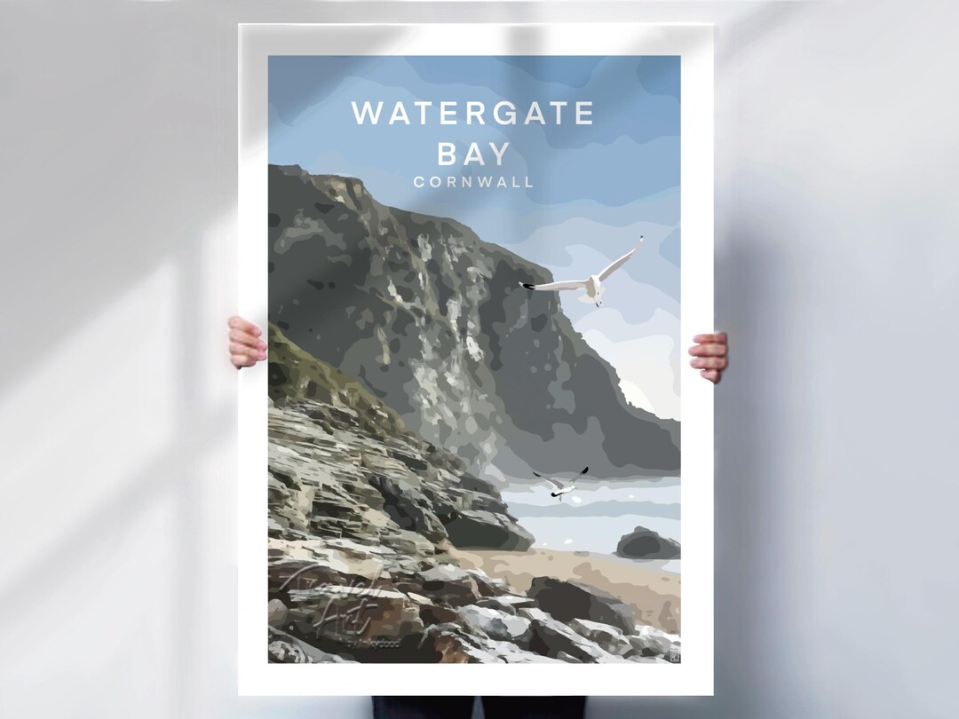 Watergate Bay Art Print: Cornwall Retro Travel Poster - Etsy