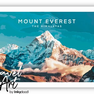 Mount Everest Travel Print - Himalayan Poster for Mountain Climbing ...