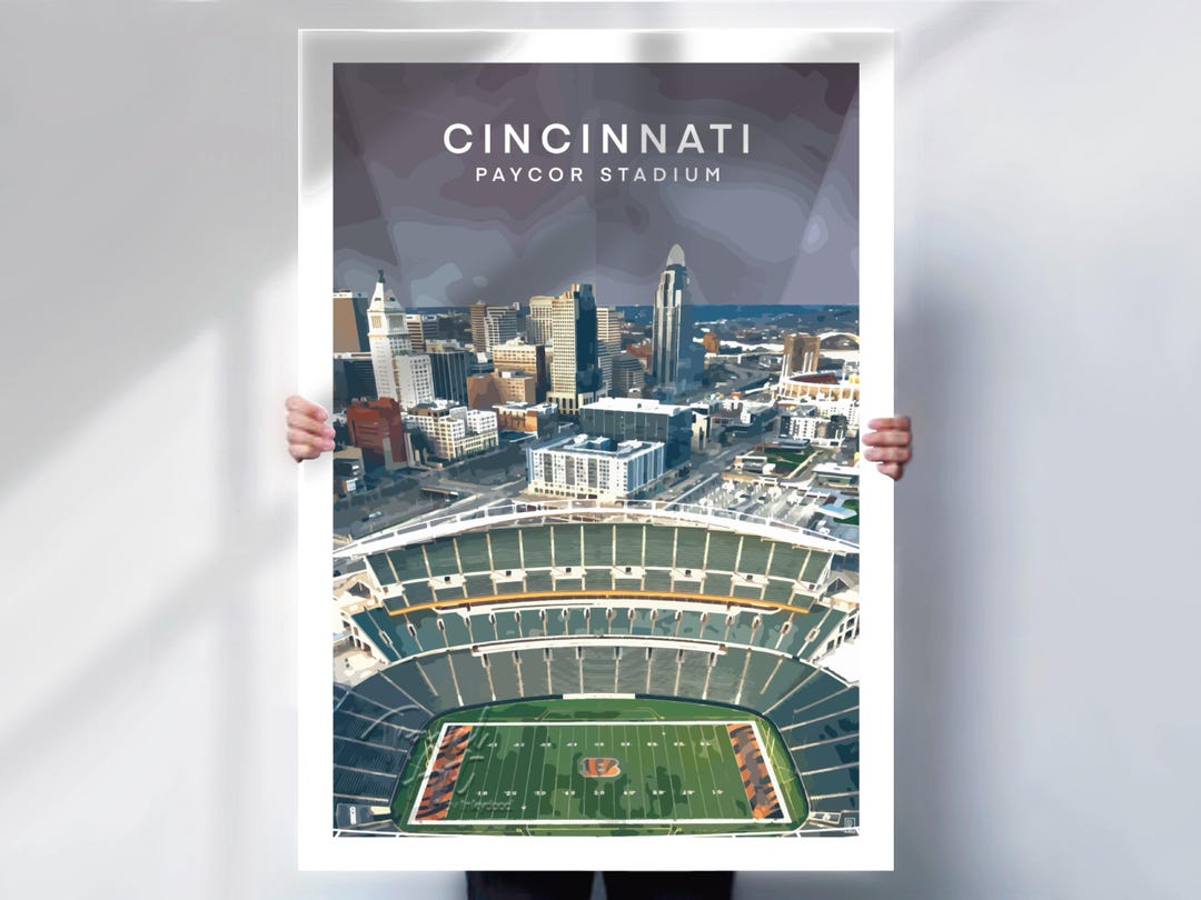 Cincinnati Travel Print - Paycor Stadium Poster - Retro Travel Decor ...
