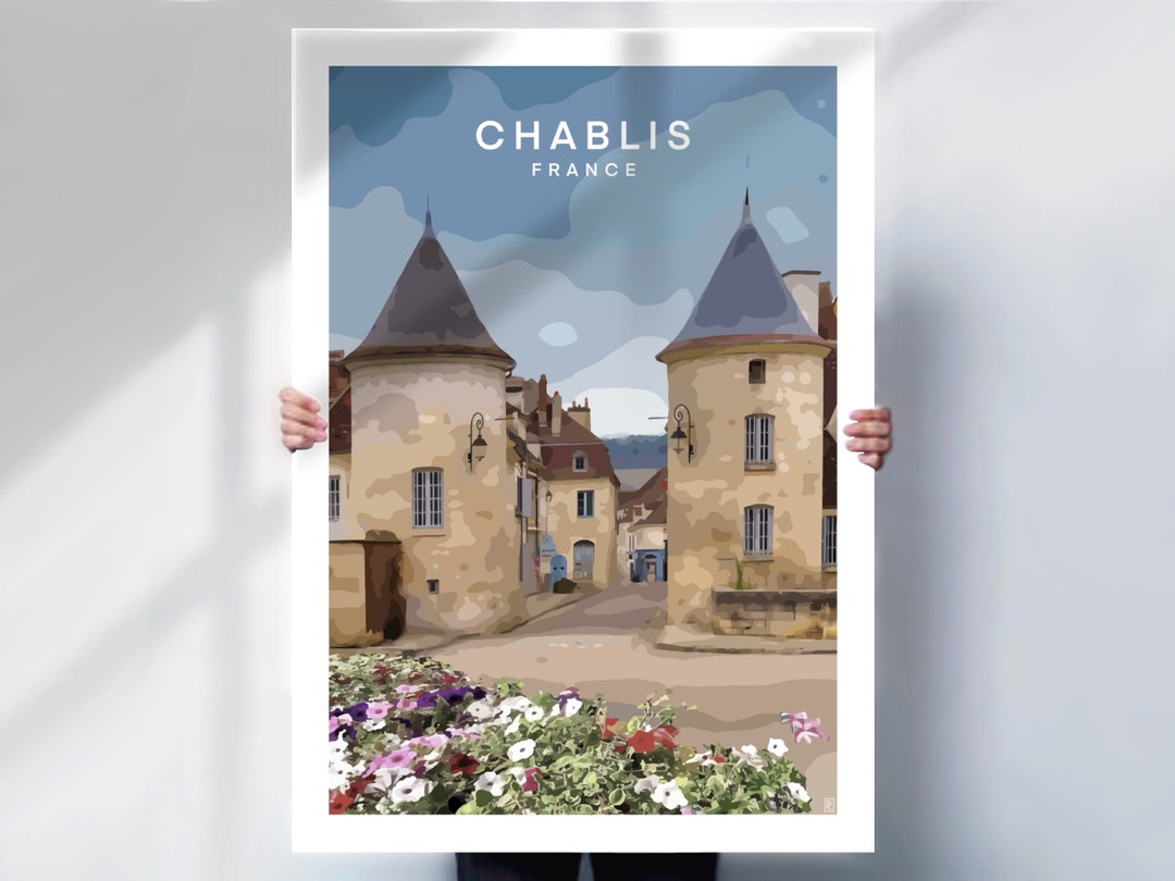 Chablis Art Print - France Wine Region Travel Poster - Retro French ...