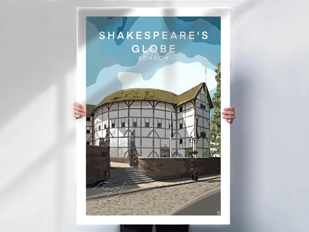 Globe Theatre Print , London Travel Print , Shakespeare Wall Art ...