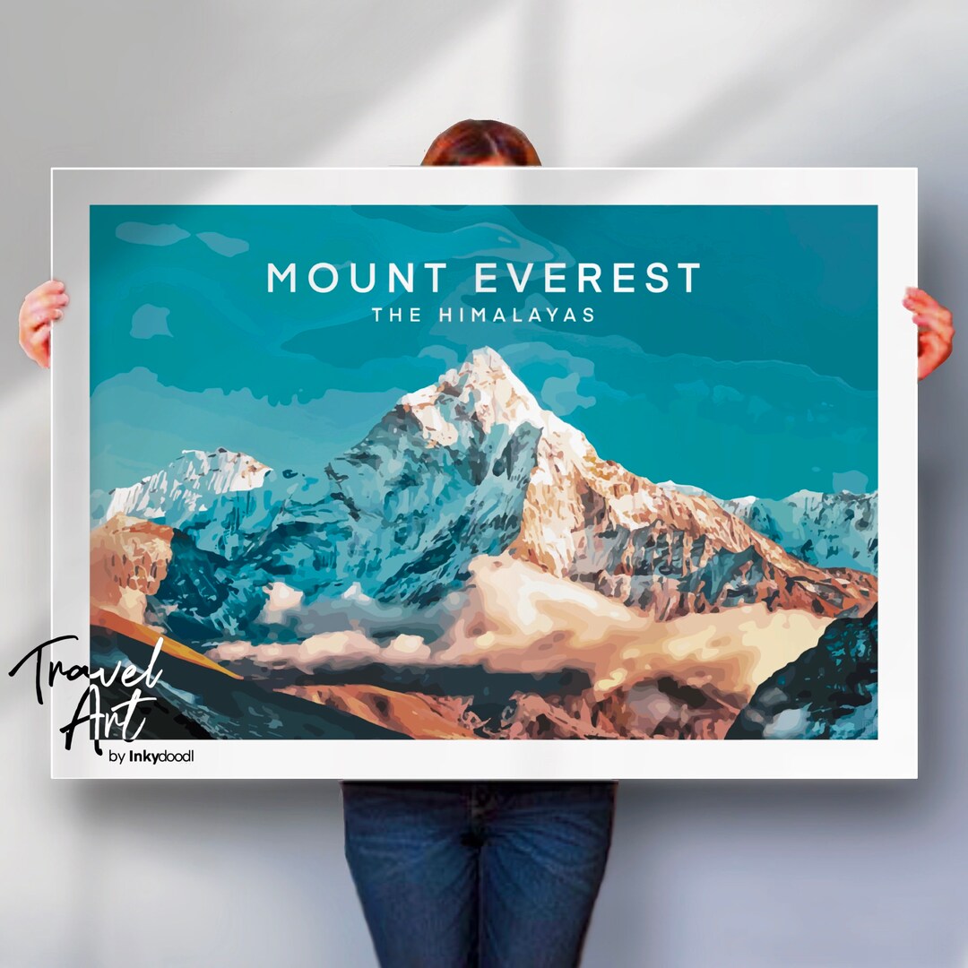Mount Everest Travel Print Himalayan Poster for Mountain Climbing ...