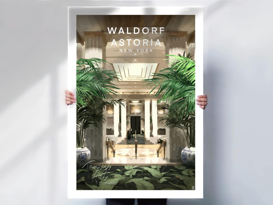 Waldorf Astoria Print , New York City Poster , Travel Print , Retro ...