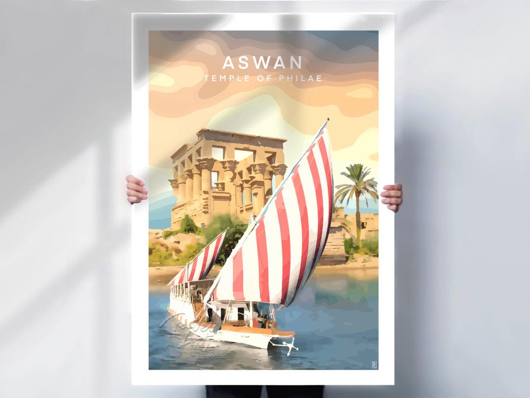 Egypt Travel Print, Aswan, Philae Temple, River Nile Wall Art, Special ...